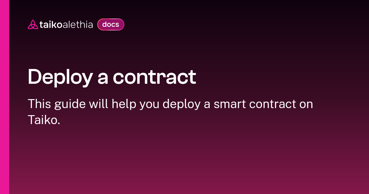 Deploy a contract | Docs