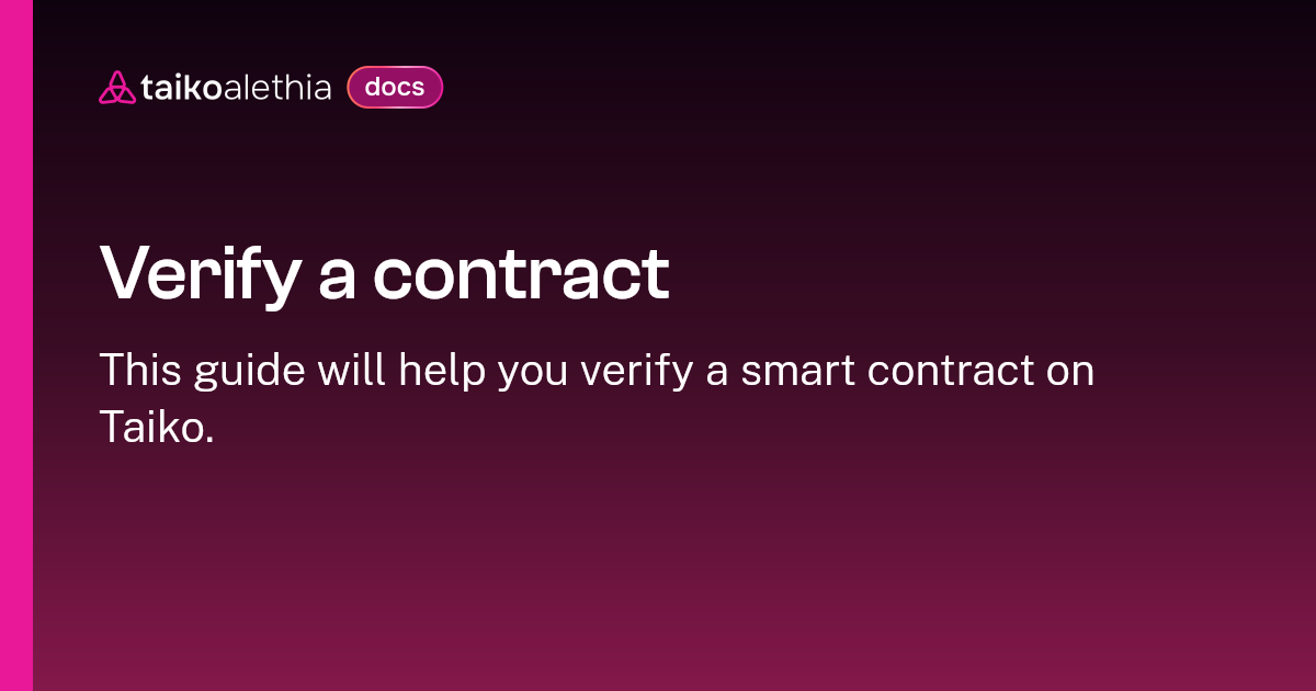 Verify a contract | Docs