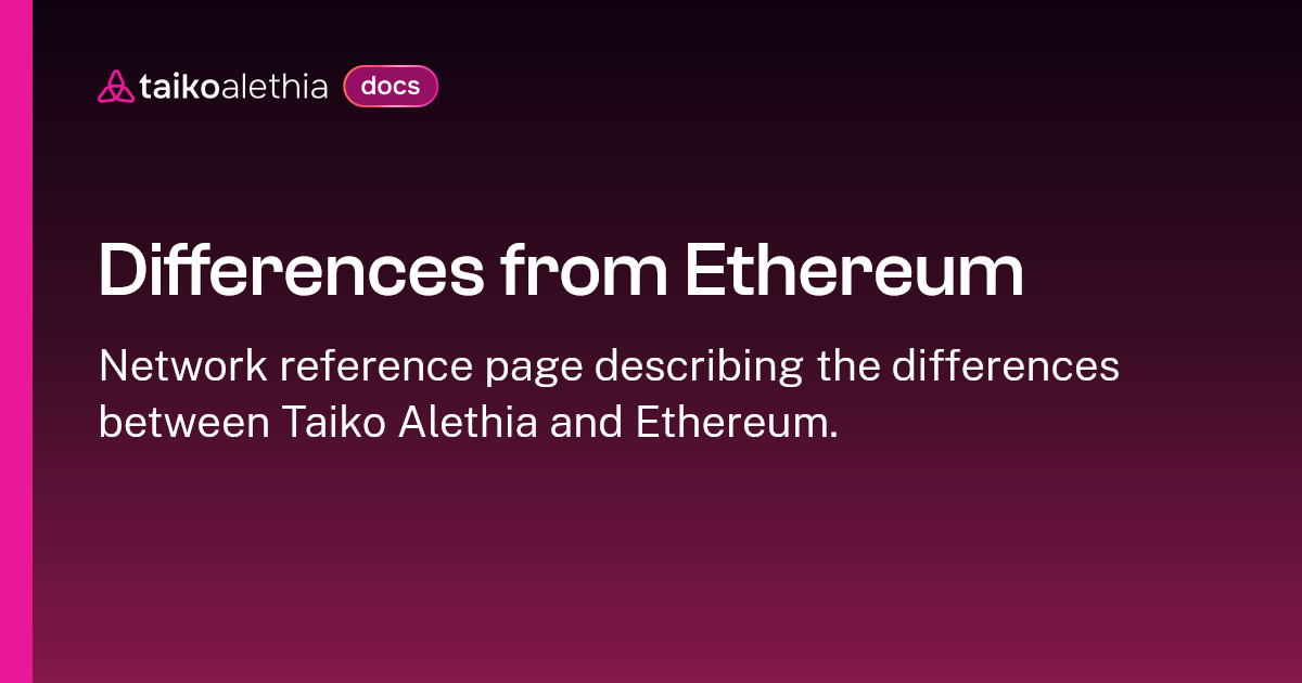 Differences from Ethereum | Docs